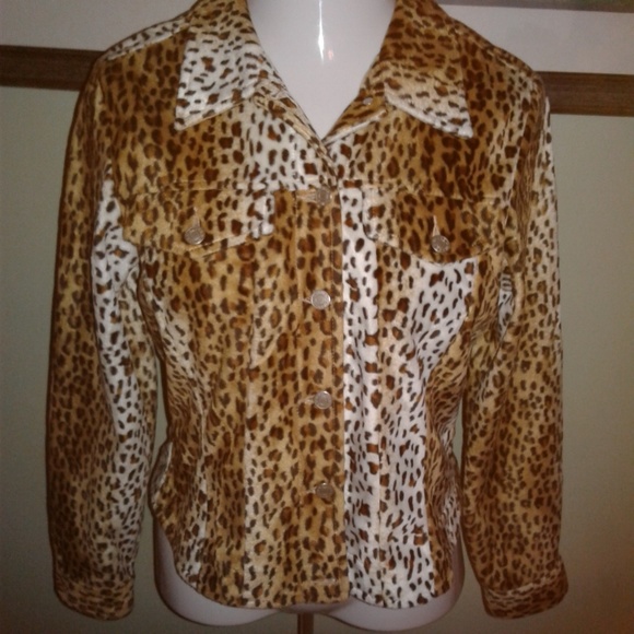 Baccini | Jackets & Coats | Leopard Print Jeans Style Jacket | Poshmark